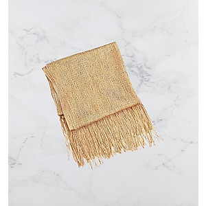 Fashion21 Women's Two Tone Modern Metallic Fishnet Acrylic Party Shawl Fringe Lurex Scarf (Gold/Gold)