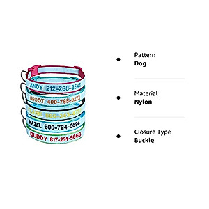 Wlitchi Personalized Reflective Dog Collars, Custom Glowing Luminous ID Collar Embroidered Name and Phone Number 4 Adjustable Sizes X-Small Small Medium Large for Boy and Girl Dogs (Fluorescent Glow)