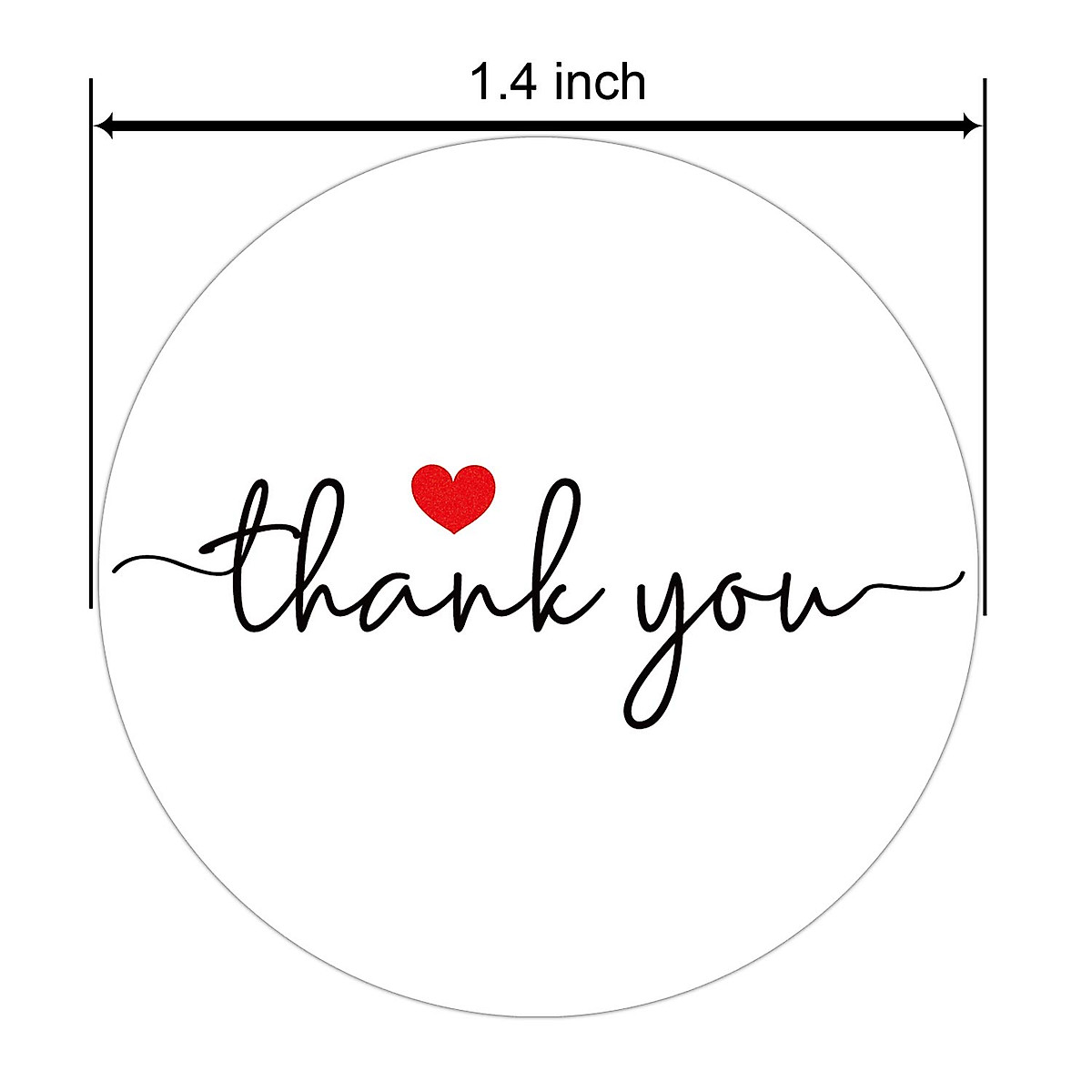 Thank You Stickers, 1.4 inches Circle Labels, 500 Modern Thank You Label Stickers with Red Heart, Wedding Thank You Stickers, Perfect for Bridal Showers, Small Business Boutique Bags.