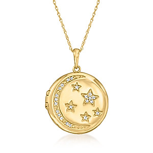 Ross-Simons 0.10 ct. t.w. Diamond Celestial Locket Necklace in 14kt Yellow Gold. 18 inches