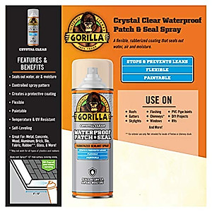 Gorilla Waterproof Patch & Seal Rubberized Sealant Spray Crystal Clear 14oz (Pack of 1)