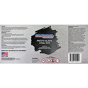 Birchwood Presto Black STEEL PC9 Technologies - versatile blackening solution for iron and steel alloys traditional patina steel blue and black oxide touch-up (8 oz)
