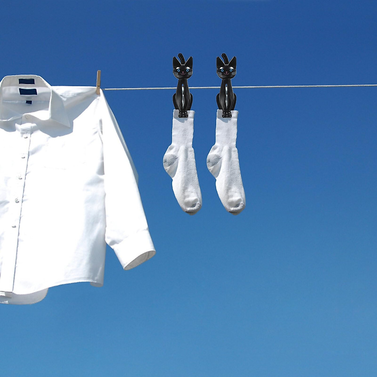 VOSAREA Beach Towel Clips 4pcs Black Cat Shaped Jumbo Towel Clips Clothes Pins Blanket Holders for Chairs Cruise Patio Pool Accessories