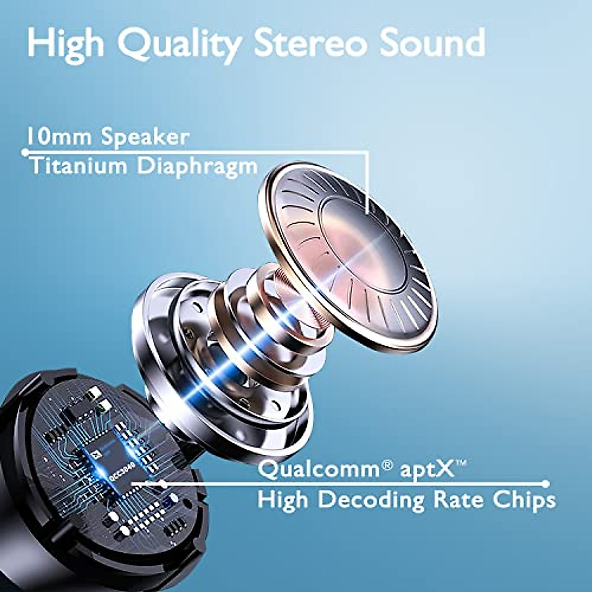 BESUE Wireless Earbuds Bluetooth 5.2 Earphones, 4 Mics ENC Noise Cancelling for Phone Calls, 40 Hours Playtime with USB-C Charging Case, Deep Bass Bluetooth Earbuds for Gaming/Sports/Workout/Meeting