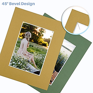 AUEAR, 10 Pack Mixed Color 8x10 Pre-Cut Acid Free Picture Mat for 5x7 Photos/Artworks/Prints with White Core Bevel Cut Framing Mats