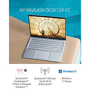 HP 14 Laptop, Qualcomm Snapdragon 7c Processor, 8 GB RAM, 128 GB eMMC, 14-inch Full HD Touchscreen, Windows 11 Home, Thin & Portable, Long Battery Life, Wi-Fi 5 & Bluetooth 5 Combo (14-ed0010nr, 2021)