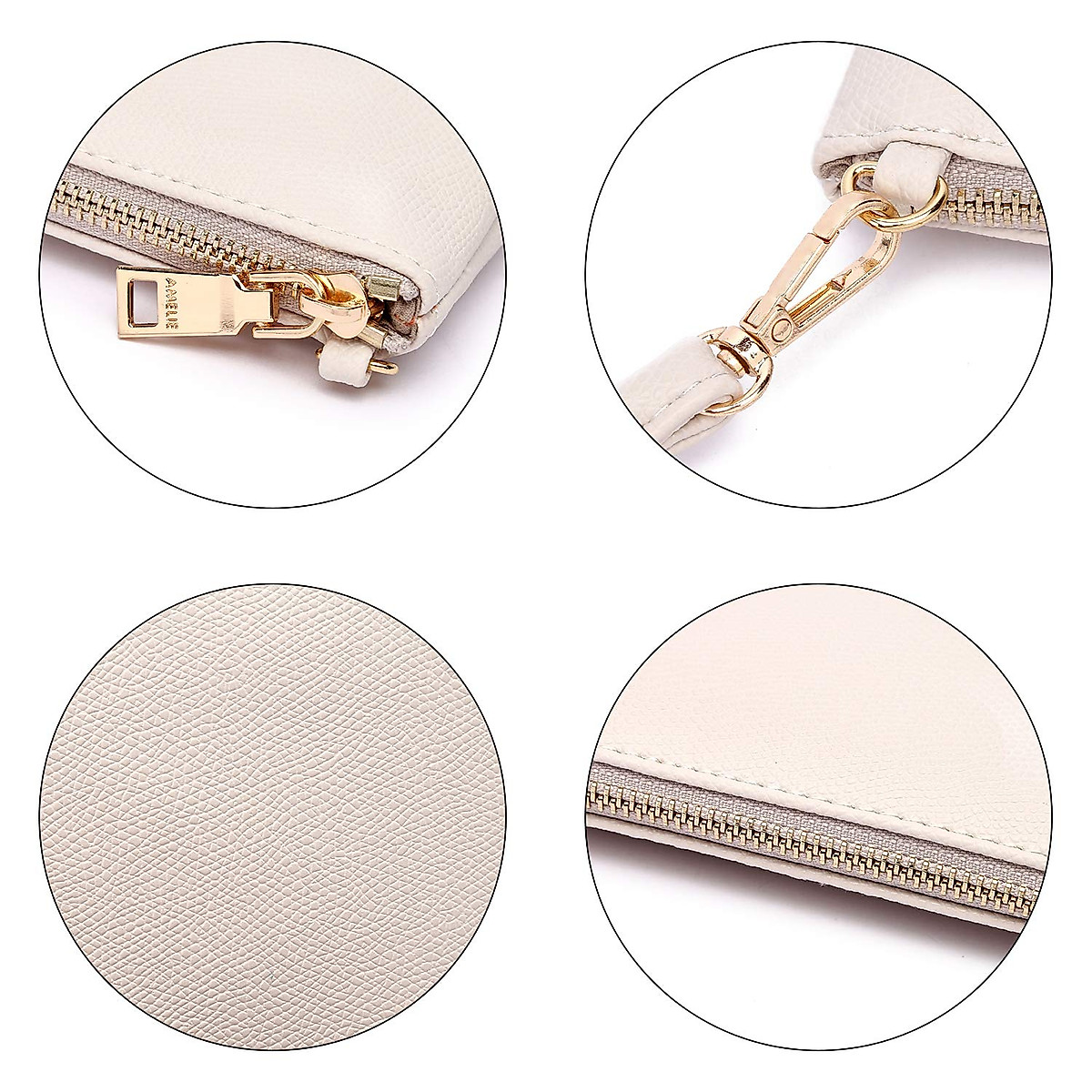 AMELIE GALANTI womens small crossbody strap handbag bag,Soft Leather Fabric Delicate Durable Fashion Design (Cream)