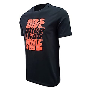 Nike Mens Italic Graphic Logo Crewneck T-Shirt (X-Large, Black/Neon Pink)