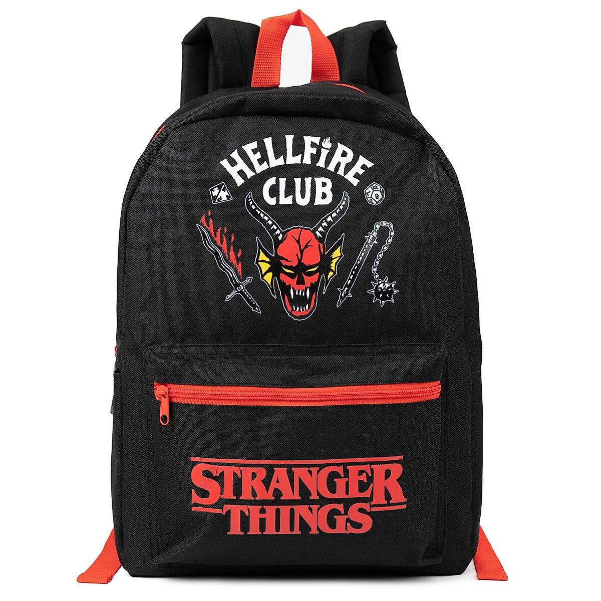 Stranger Things Hellfire Club Backpack | Black Rucksack with Adjustable Straps | Netflix Series Organised Luggage School Bag