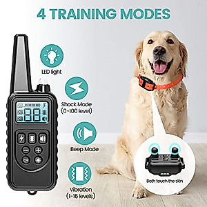 F-color Dog Training Collar with Remote 2600ft Shock Collar for Small Medium Large Dogs Breed Waterproof Dog Shock Collar for 3 Dogs with Anti-Lost Light Beep Vibration Shock