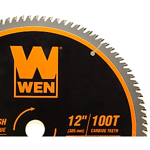 WEN BL1200 12-Inch 100-Tooth Carbide-Tipped Ultra-Fine Finish Professional Woodworking Saw Blade for Miter Saws and Table Saws, Silver