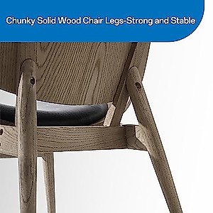 XINNAN Mid Century Modern Shell Lounge Chair, Faux Leather, Scandinavian Furniture Tripod Plywood Classic Design Solid Wood Accent Chairs for Living Room, Reading, Lounge, Office, Salon (Black)