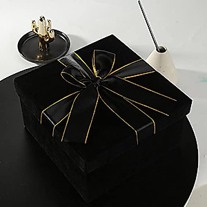 JOHOUSE 2PCS Square Gift Boxes, Black Luxurious Gift Boxes Velvet Square Gift Boxes with Lids for Mothers Day Valentines Day Weddings