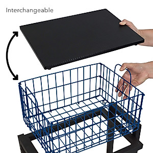 Atlantic Tabletop Wire Storage Basket, Heavy-Gauge Powder-Coated Metal Wire Construction, Stackable for Easy Expansion, Collapsible & Foldable, Non-Slip Feet, Plastic Liner, PN 23308043 – Blue