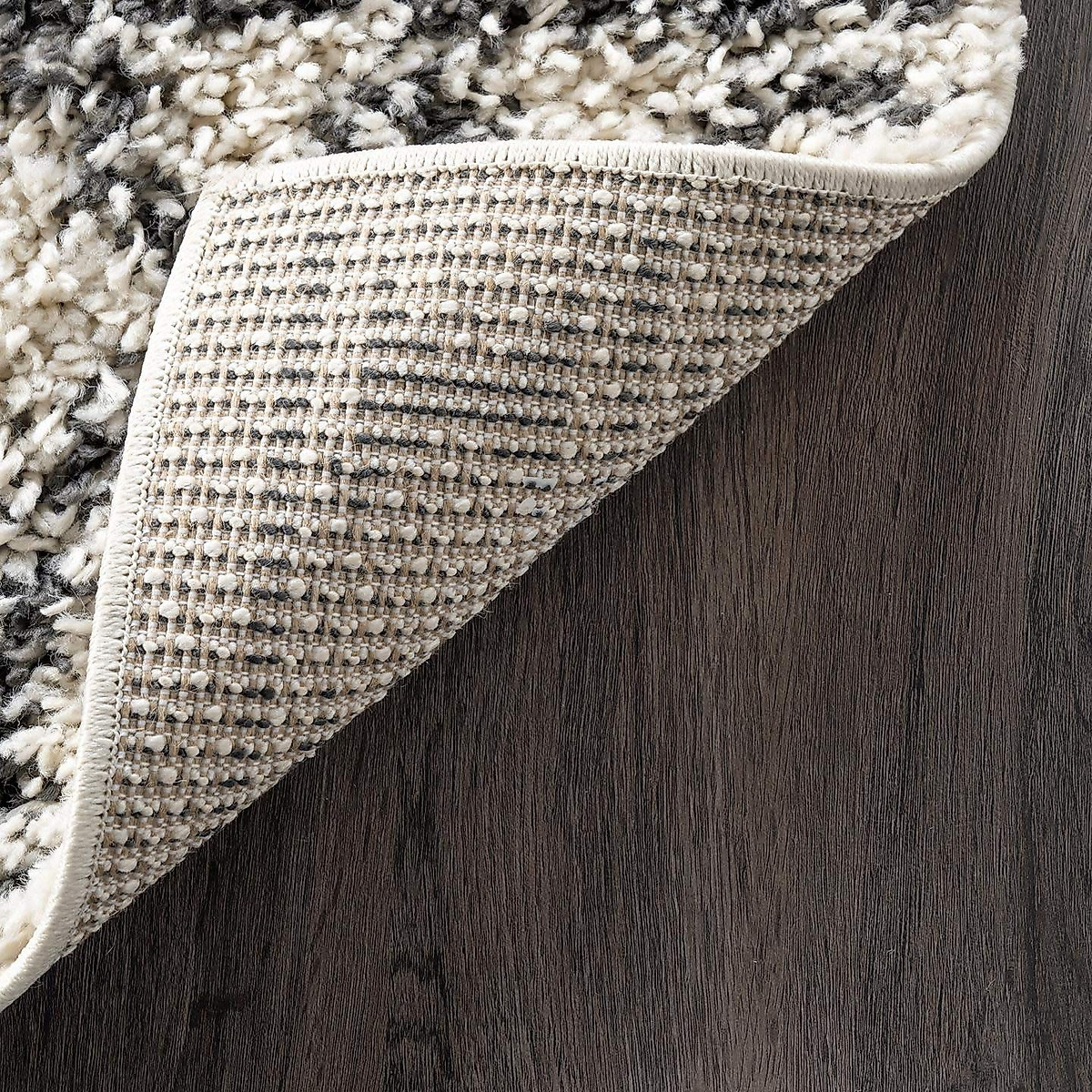 nuLOOM Lacey Moroccan Geometric Shag Area Rug, 6' Square, Off White