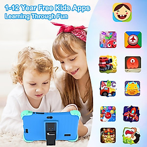 Semeakoko Kids Tablet 7 inch Android 11 Toddler Tablet Childrens Tablet for Kids 2-13 Quad-Core 2+32GB WiFi Bluetooth Dual Camera Parental Control with Drop-Proof Toddler Tablet Case