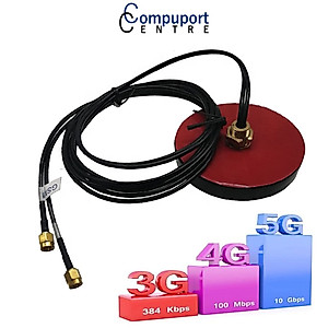 CompuPort 5G LTE MIMO Puck Antenna, Vandal Resistance, Dual-Diversity 15ft. Cables with SMA Male connectors, Omni-Directional Compatible with Sierra Wireless, Teltonika, Digi, & Cradlepoint.