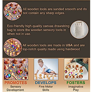 30 Piece - USA Made - Sensory Bin Tools - Sensory Bins - Wooden Sensory Bin Tools - Sensory Bin Toys - Sensory Tools - Toddler Sensory Bin - Learning Scooper -Montessori Toys for Toddler