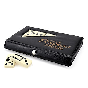 ERLLE Dominos Set Game. Premium Classic 28 Pieces Double Six Domino. Durable Leather Box. Kids, Boys, Girls, Party Favors and Anytime Use. Duoble 6 Dominoes.(PVC Edition)