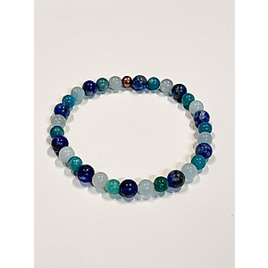 LKBEADS Natural Amethyst, White Agate, Smoky quartz 8mm rondelle smooth 7inch Semi-Precious Gemstones Beaded Bracelets for Men Women Healing Crystal Stretch Beaded Bracelet Unisex