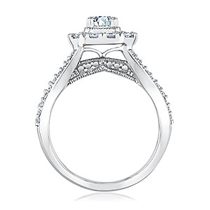 2ctw Round Diamond 75th Anniversary White Gold Engagement and Wedding Ring Bridal Set | Timeless Collection - Size 8