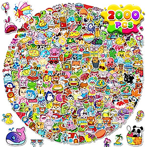 CoCube+ 2000PCS Water Bottle Stickers for Kids, Bulk Stickers for Teens, Colorful Waterproof Vinyl Sticker for Hydroflask Laptop Phone Skateboard, Sticker Packs for Teachers Adults