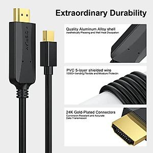 UV-CABLE Mini DisplayPort to HDMI Cable 2-Pack, 6 Feet, Mini DP (Thunderbolt 2) to HDMI Cable 6ft Compatible for MacBook Air/Pro,Surface Pro/Dock,Monitor,Projector and More-1080P