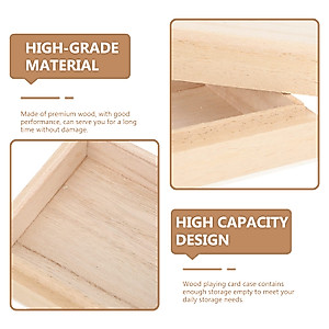 Cabilock Wooden Poker Cards Storage Box Empty Poker Cards Case for Travel Games