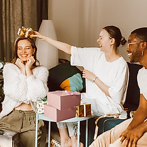 WLUSEAXI 12pack Gift Boxes with Lids,Pink Gift Boxes Bulk with Bow Ribbon,Bridesmaid Proposal Box for Presents Kraft Paper Gift Boxes for Wedding,Christmas,Halloween,Baby Shower