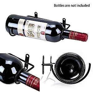 Hipiwe Set of 6 Wall Mounted Wine Rack Holders - Metal Wine Bottle Display Holder with Hardware, Wall Hanging Red Wine Bottle Organizer Racks for Storage Beverages/Liquor Bottle