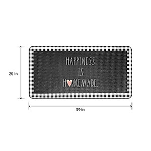 Rae Dunn Anti Fatigue Mat for Standing ‘Happiness is Homemade’ - 20 Inch x 30 Inch - Cushion Foam Rubber Kitchen Mat for Floor - Non Skid Non Slip Pad for Back Pain, Knee Support, Foot Comfort
