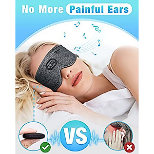 Sleep Headphones Bluetooth Sleeping Headband: 10Hrs Wireless Music Eye Mask with Soft Cozy Earbuds Comfortable Earphones for Side Sleepers - Comfy Head Band Ear Buds Men Women Gifts (Medium)