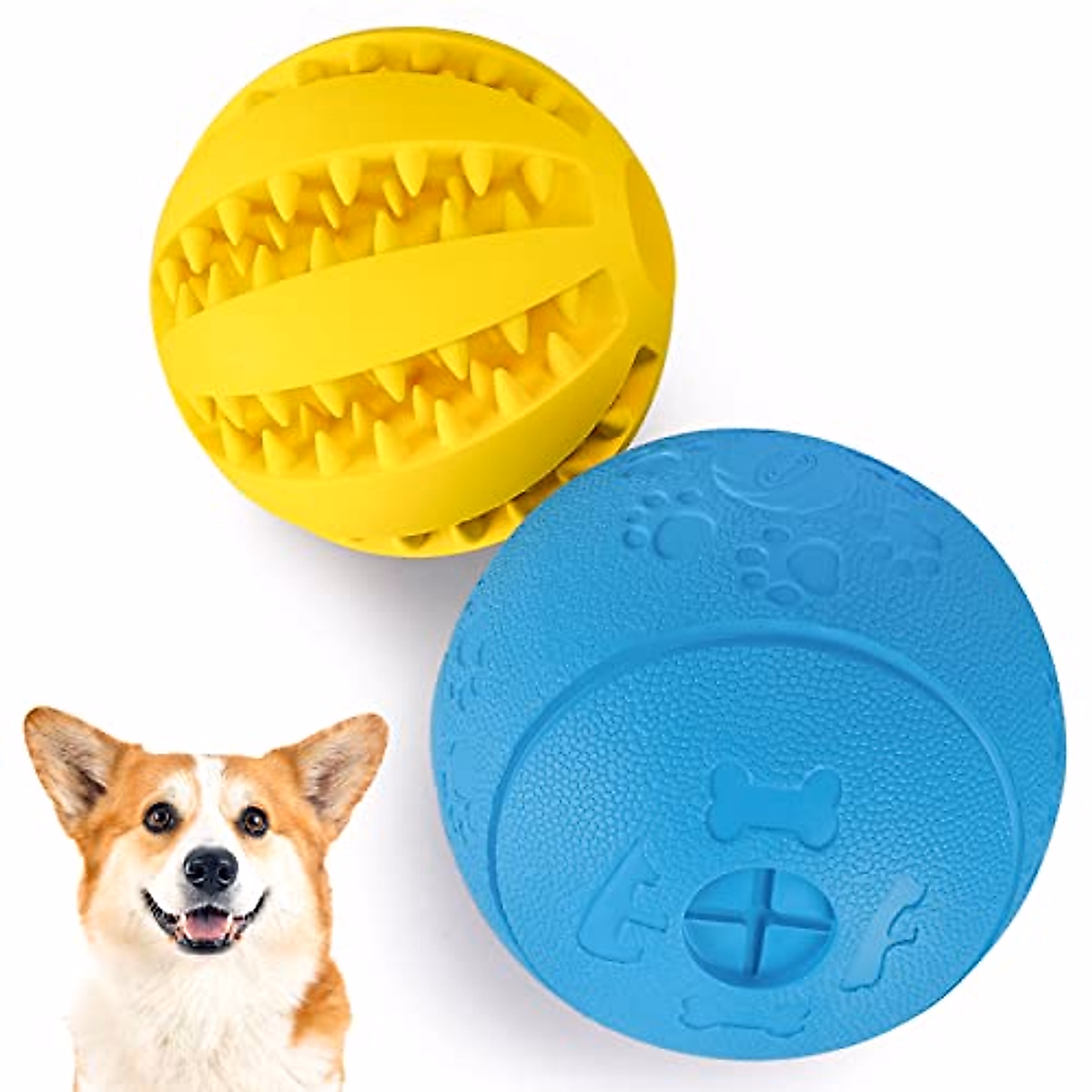 HIPPIH Dog Puzzle Toys 2 Pack, Interactive Dog Toys for Large Dogs & Small Dogs, Puppy Toys for Treat Dispensing, Durable Dog Balls for Teeth Cleaning/IQ Training, Dog Enrichment Toys for Chewing
