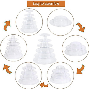 6 Tier Macaron Display Stand, Round Clear Cupcake Holder Display Stand Dessert Pastry Tower Stand for Wedding Birthday Bar Party Décor - 10 inches