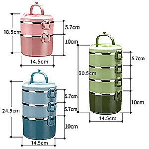 SANQIAHOME 2 Tier Stackable Stainless Steel Lunch Box Sealed(green, 2 layers)