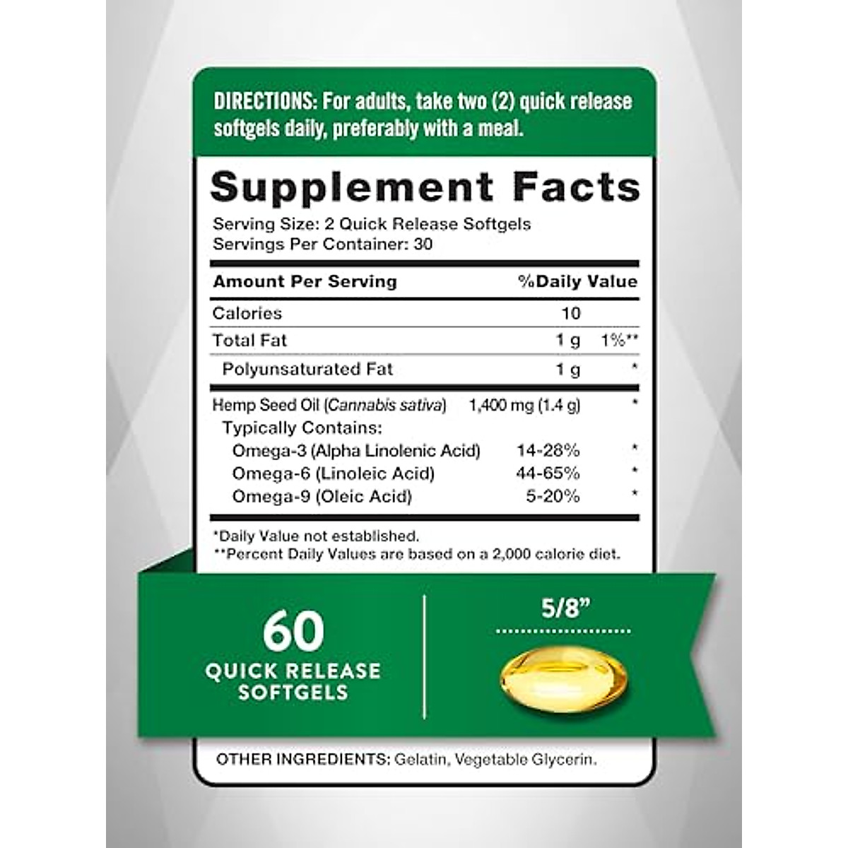 Nature's Truth Hemp Oil | 60 Softgel Capsules | 1400mg | Non-GMO & Gluten Free Supplement | Cold Pressed from Hemp Seeds