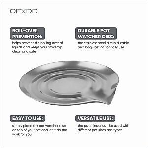 Pot Minder - Stainless Steel Pot Watcher Disc - Boil Over Preventer for Milk - Boil Control Disc for Kitchen Pots