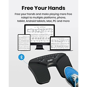 Moukey Wireless Page Turner Pedal Bluetooth Page Turner for Tablets Phone Foot Pedal Rechargeable Black