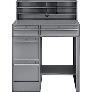 Global Industrial 4-Drawer Shop Desk, 38" W x 29" D x 51" H, Gray