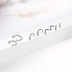 GAGABODY G23 Titanium 20G Nose Ring Hoop 2mm Press Fit Crystal Gem Nose Screw Nose Studs Ring L-Shaped Bone Piercing Jewelry