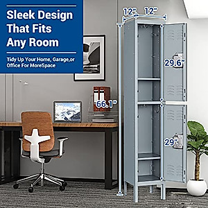 Fesbos Metal Lockers for Employees Steel Storage Locker with 2 Doors for Office School Gym Metal Storage Cabinets for Home, Office, Gym, School