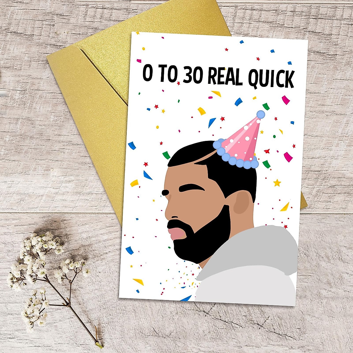 Qiliji Funny 30th Birthday Card for Men Women, Drake 30 Years Old Birthday Card, Happy 30th Bday Greeting Card, 0 To 30 Real Quick Birthday Card