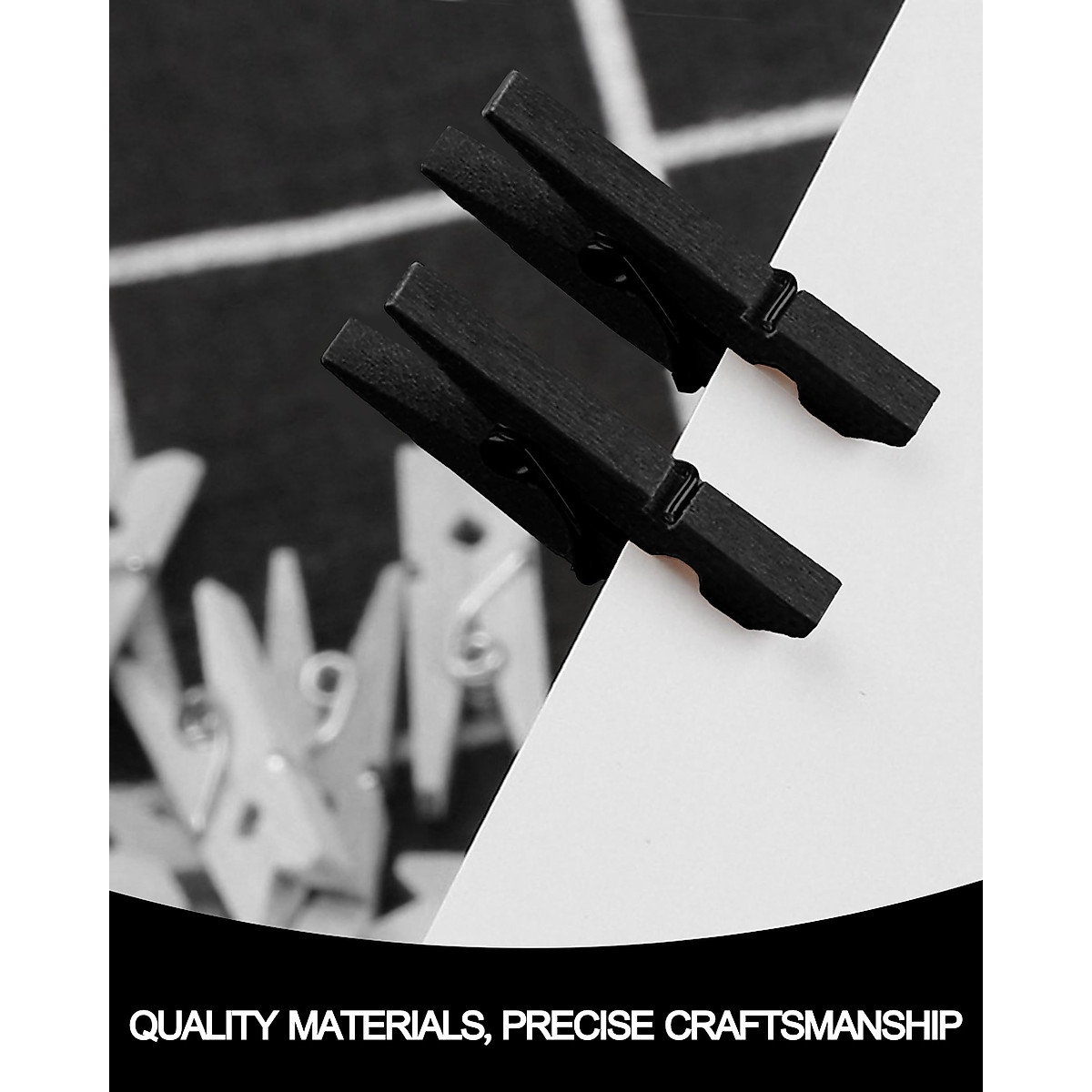 Mini Clothes Pins Wooden Clothespins for Photo 1 Inch 150 PCS Tiny Wood Clips Close Pins for Baby Clothing Hanging Classroom Crafts (Black)