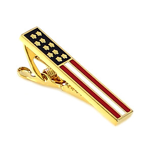 MENDEPOT American Flag Tie Clip USA Flag Tie Bar In Gift Box Men Patriotic Flag Clasp (Gold)