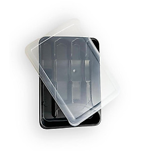 Utensil and Silverware Organizer tray for drawer with cover -Cutlery Flatware Organizer with lid - for kitchen drawer, BBQ, picnic, Covered flatware tray,5 Compartments - Plastic (BLACK)