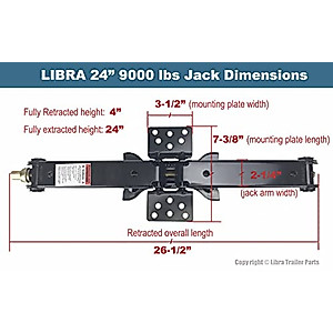 Set 4 LIBRA 9K lb Heavy Duty 24" RV Trailer Camper Stabilizer Leveling Scissor Jacks w/Dual Power Drill Sockets & Complete Set of Mounting Hardware -Model# 26098