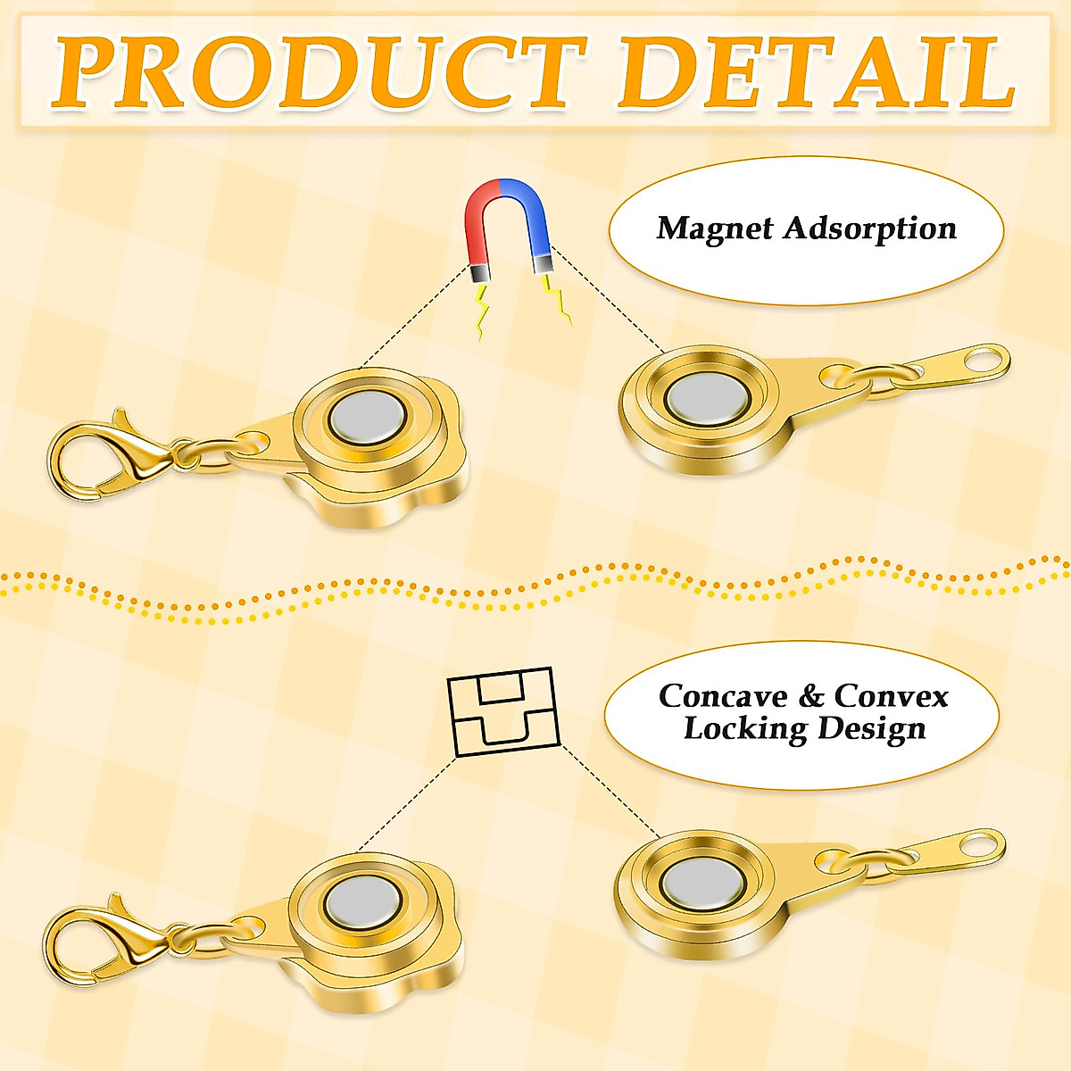 Paxcoo 12Pcs Magnetic Necklace Clasps and Closures, Locking Magnetic Jewelry Clasps, Magnetic Necklace Extender, Necklace Clasp Helper for Necklaces, Bracelets and Jewelry