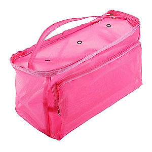 3 Holes Storage Bags Mesh Yarn Storage Bag Crochet Wool Small Accessories Convenient Container for Home-use (Rose red)