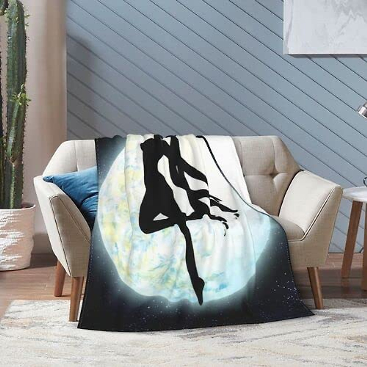 Sai.lor Moon Luna Cat Fleece Blanket Super Soft Plush Throw Blanket 50"X40" Cozy Fuzzy Bed Blankets Microfiber Flannel Blankets for Couch, Bed, Sofa