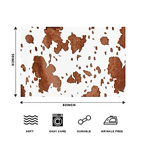50x60IN Cow Print Blanket Brown Soft Fleece Throw Blanket Warm Plush Dog Blankets Lightweight Cozy Blanket Washable Home Décor Cow Print Throws for Adult Sofa Bed Couch Bedroom Living Room Dorm Room